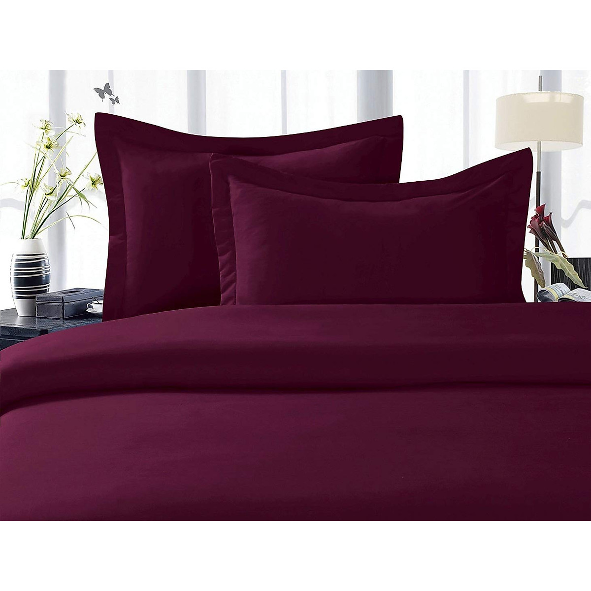 CELINE LINEN Best, Softest, Coziest Duvet Cover Ever! 1500 Premier Hotel Quality Luxury Super Soft Wrinkle Free 3-Piece Duvet Cover Set, Full/Queen, Eggplant-Purple