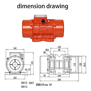 Concrete Vibration Motor MVE300/15M Single Phase 220V 1500RPM Industrial Vibrator