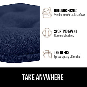 Gorilla Grip Tufted Memory Foam Chair Cushions, Set of 4 Comfortable Pads for Dining Room, Slip Resistant Backing, Washable Kitchen Table, Office Chairs, Computer Desk Seat Pad Cushion, 16x17 Navy