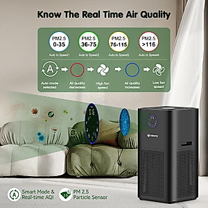 Dayette Air Purifier for Home Pets Dander in Bedroom, Covers Up to 4000 ft², 4-in-1 Filter with HEPA sleep mode, Remove Dust Smoke Pollutants Odor (AP403)