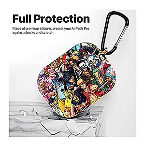 AOUDHOI Anime Characters Airpods Pro Case Compatible with AirPods Pro Full Protective Shockproof Wireless Earphone Case with Key Chain Headphone Case for Teens Adults -1