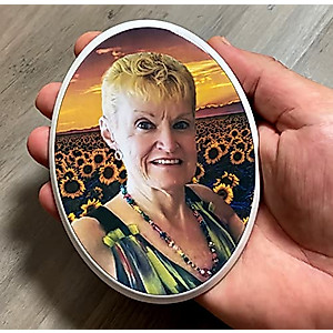 Ceramic Memorial Photo Tile - Oval Picture for headstones. Photo Memorial Plaque. 4.7" x 3.5". Large Size. 100% Weatherproof.