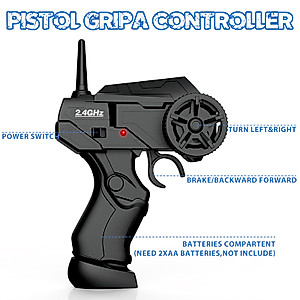 YUAN PLAN RC Drift Car, 1:24 Remote Control Blue High Speed Race Drifting Cars, 2.4GHz 4WD Electric Sport Racing Hobby Toy Car with Headlight and Double Batteries for Boys and Girls Adults