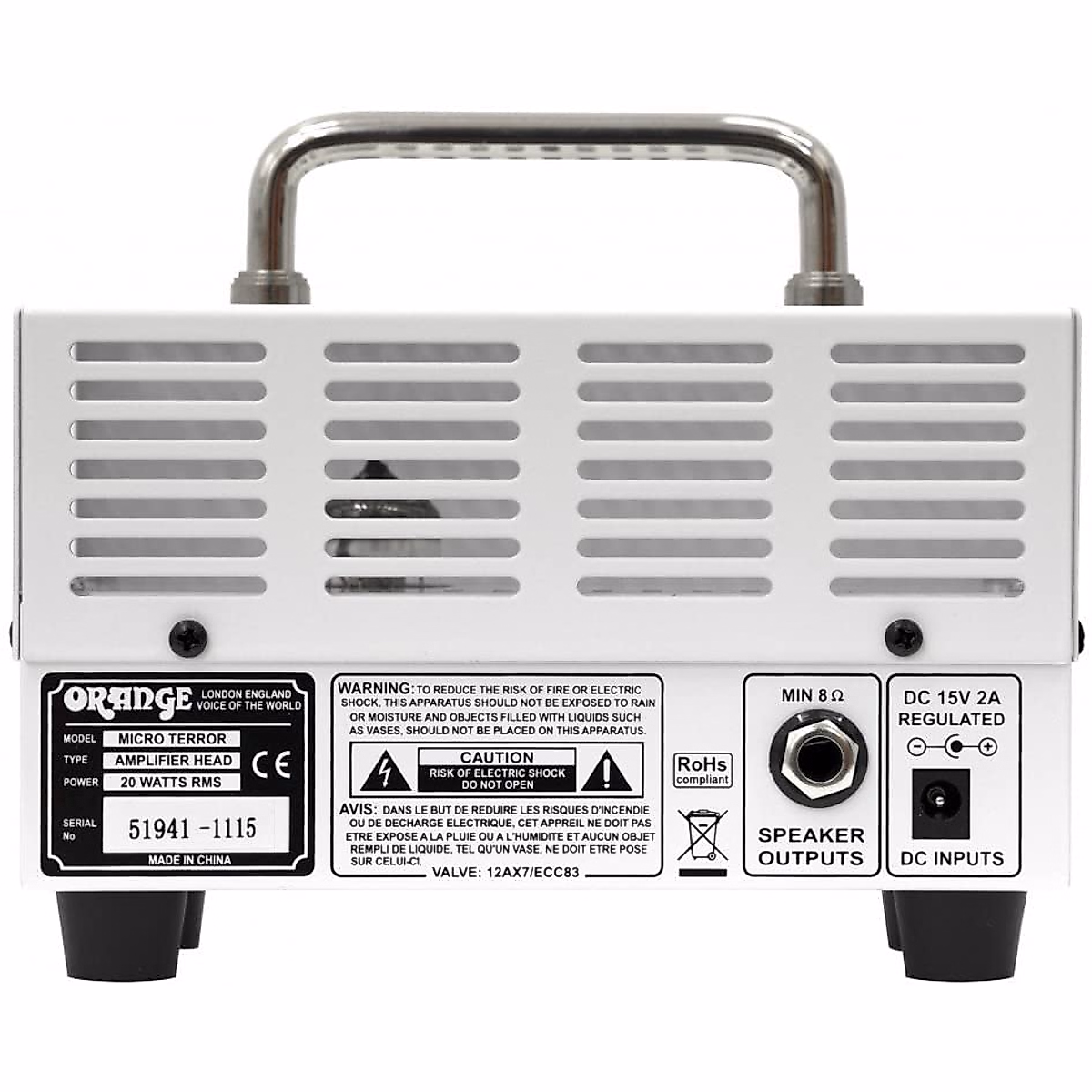 Orange MT20 Micro Terror 20-Watt Mini Hybrid Guitar Amplifier Head Bundle w/ 10' Pig Hog Woven Instrument Cable, Power Supply and Liquid Audio Polishing Cloth (4 Items)