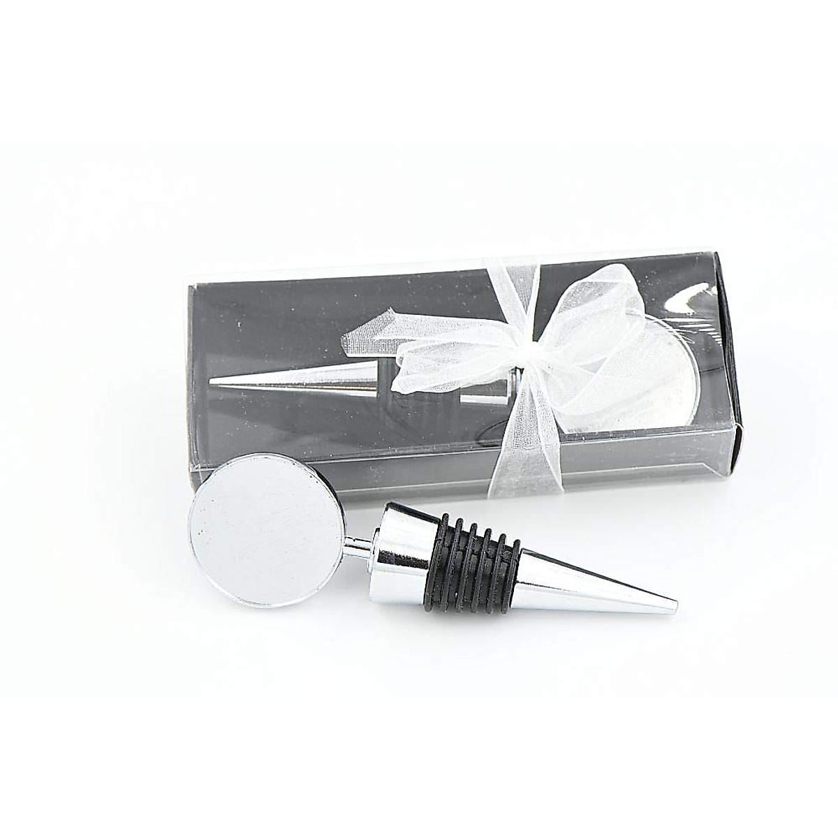 FASHIONCRAFT 6713 Perfectly Plain Wine Bottle Stopper, Silver Bottle Stopper, Metal Bottle Stopper, Gift Favor, Wedding Favor (12 Pieces)