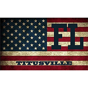 (x3) 2x3 inch Stickers | Reflective Titusville FL Florida Brevard County Vintage US Flag Sticker Graphic - Construction Toolbox, Hardhat, Lunchbox, Helmet, Mechanic, Luggage