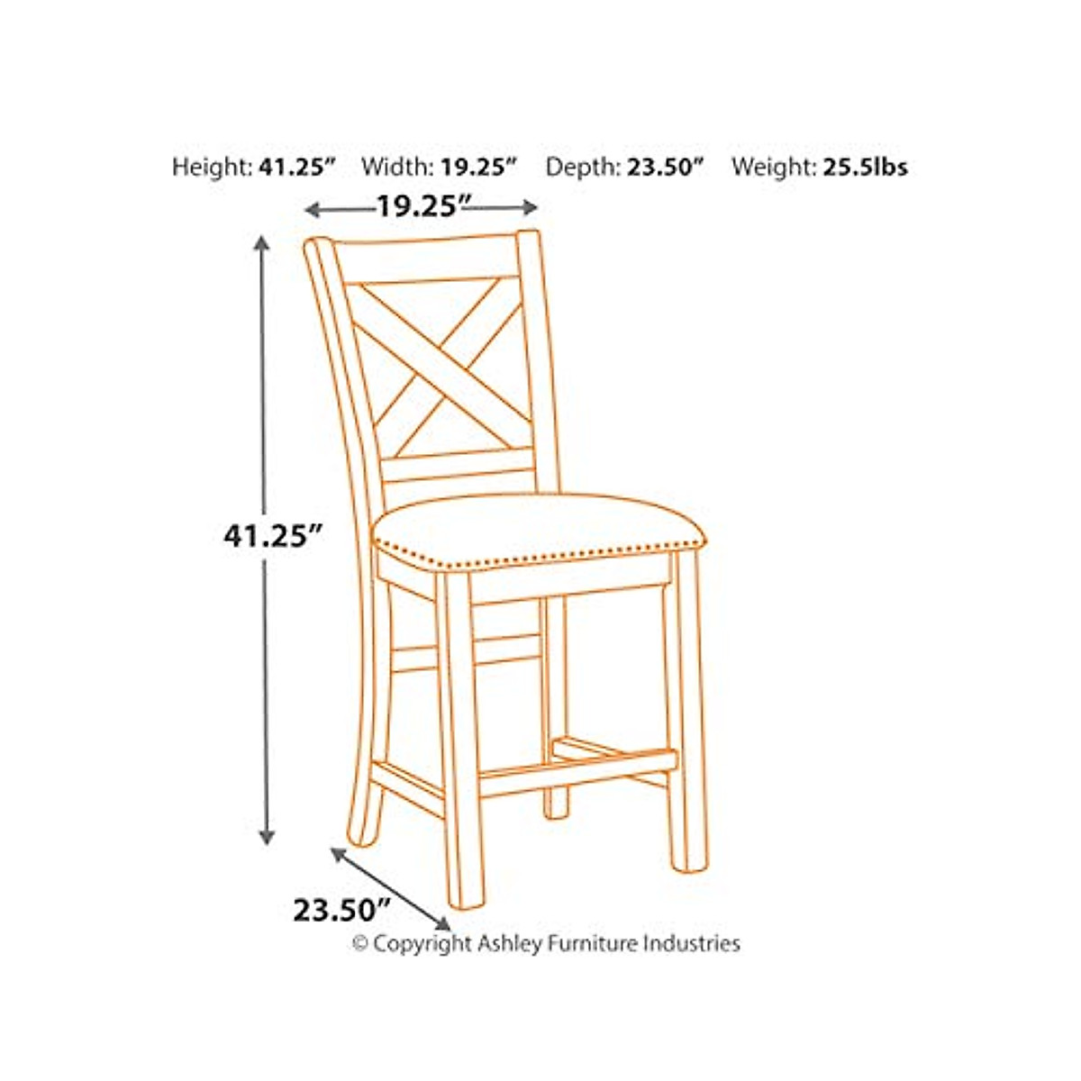 Signature Design by Ashley Moriville Rustic Farmhouse 24.5" Upholstered Barstool, 2 Count, Beige & Brown