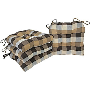 Arlee Home Fashions – Fiber Filled Premium Chair Pads - Chair Pads with Tiebacks –17.25” L X 16” W – Cholocate - Set of 4,Chocolate