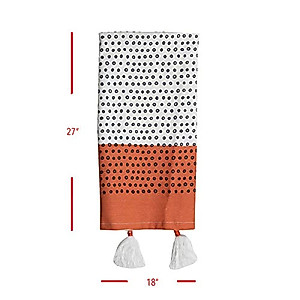 Foreside Home & Garden Multicolored Polk Dot 27 x 18 Inch Screen Printed Kitchen Tea Towel with Hand Sewn Tassels