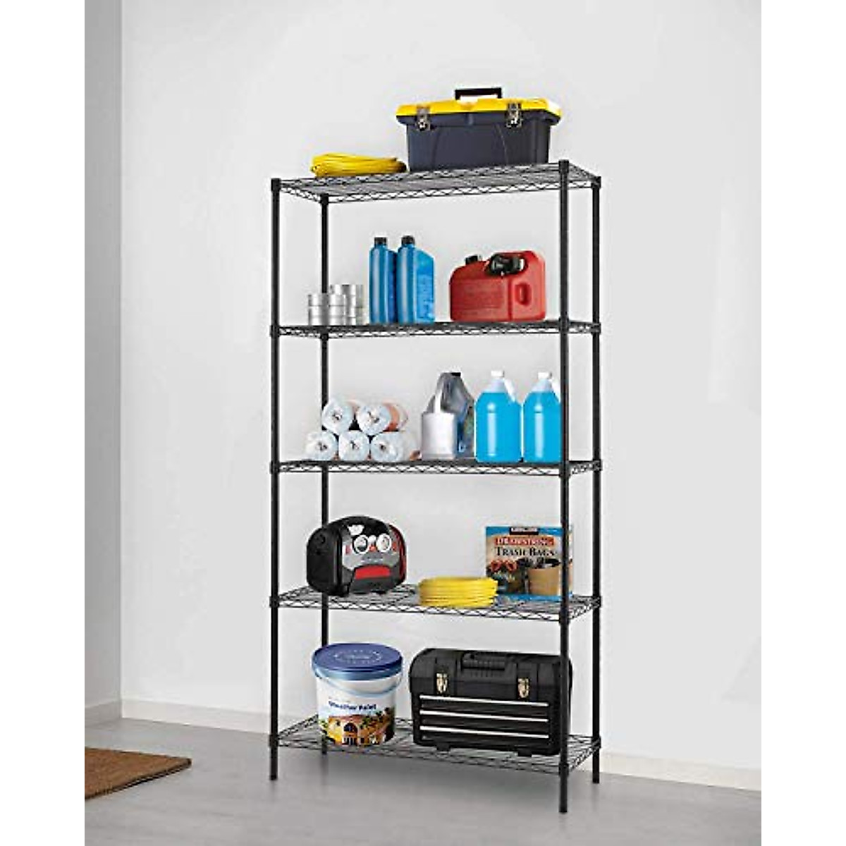 Metal Storage Shelves 5 Tier Wire Shelving Unit,Heavy Duty 5 Shelf Storage Rack,Adjustable NSF Utility Rack Shelf,Steel Organizer for Kitchen Garage Living Room Restaurant,36"L x 14"W x 72"H,Black