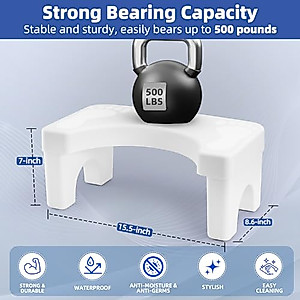 Brippo Squatting Toilet Stool, 7 Inch Height Non-Slip Bathroom Pooping Step Potty Stool, Healthy Stable Plastic Toilet Assistance Step with Comfort