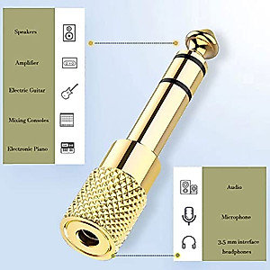 JOMLEY 1/4 to 3.5mm Adapter, 1/8"(3.5mm) Female to 1/4"(6.35mm) Male Adapter, Quarter inch to 1/8 inch Stereo Headphone Adapter, Amp Adapter - 2 Pack