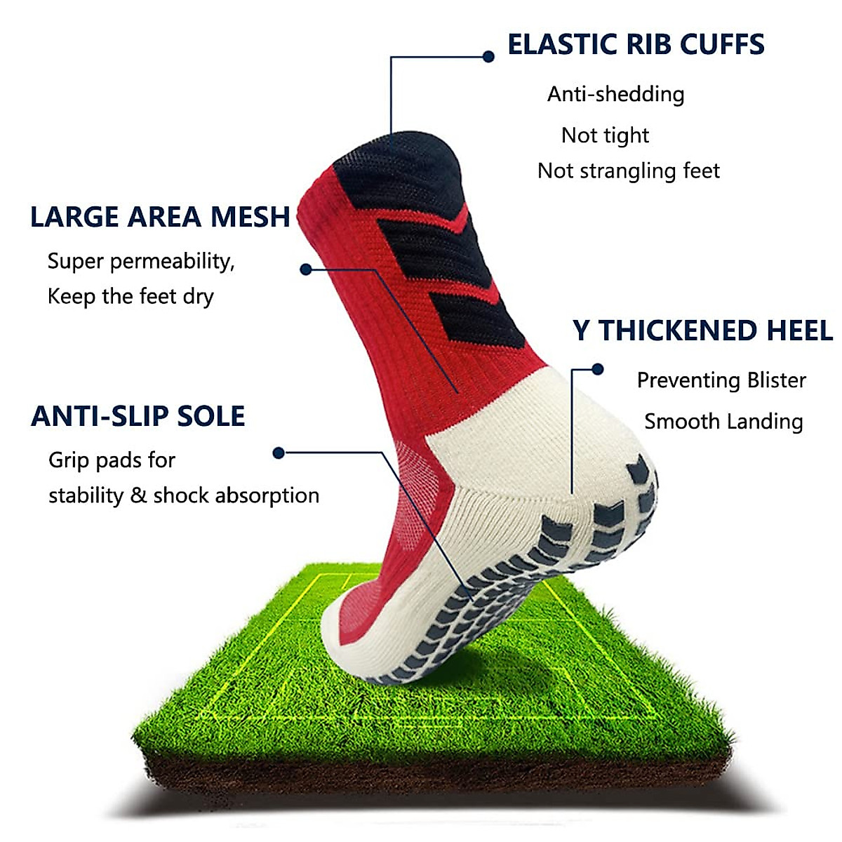 Barrlves 6 Pairs Men's Soccer Socks Colorful Non Slip Grip Pads Football Basketball Athletic Sports Soccer Socks (#6 Multi B)