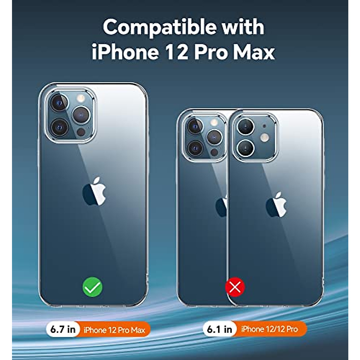 Elando for iPhone 12 Pro Max Phone Case, Anti-Yellowing Clear Phone Case, Super Slim Phone Case (0.39" Added) - Crystal Clear