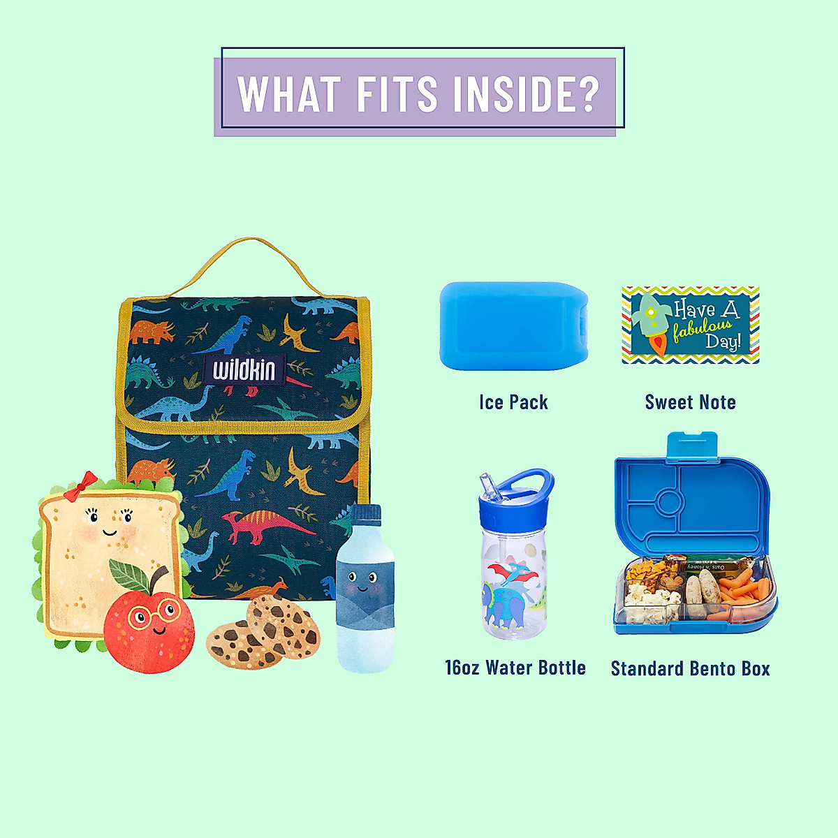 Wildkin 12 Inch Backpack Bundle with Insulated Lunch Bag (Jurassic Dinosaurs)