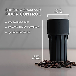 Staze Preserve Vacuum Sealed Storage Jars (148ml) | Patented Smell Proof Containers | Herb Storage & Food Storage Container with UltraViolet Protection - (SLATE)