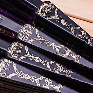 DECHOUS 2pcs Embroidered Sequin Fan Dancing Fans Hand Fans for Women Foldable Fan Sequin Fabric Hand Fan Embroidered Sequin Handheld Fan Folding Fan Vintage Miss The Fabric Purple