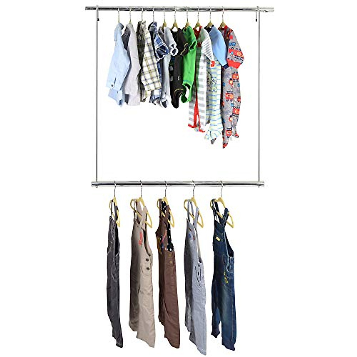 Smart Design Closet Doubler w/Hook Arms - Steel Metal - Suits, Pants, Clothing Storage - Home Organization (30 x 34 Inch) [Chrome]
