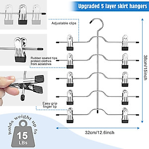 Besslly Pants Skirt Hangers with Clips, 2 Pack Pant Hangers Skirt Hangers Space Saving Closet Hanger Organizer Closet Organizers and Storage