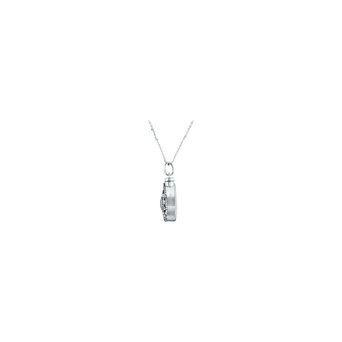 The Men's Jewelry Store (Unisex Jewelry) Antiqued Sterling Silver December CZ Birthstone Teardrop Ash Holder Cremation Urn Ash Holder Necklace 18 Inches