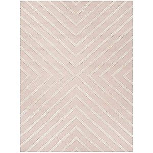 SAFAVIEH Kids Collection Area Rug - 5' x 7', Pink & Ivory, Handmade Geometric Wool, Ideal for High Traffic Areas in Living Room, Bedroom (SFK920P)