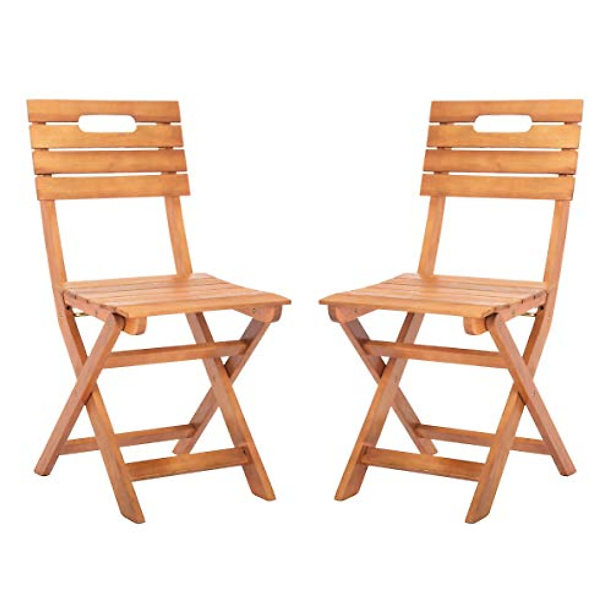 Safavieh PAT7057A-SET2 Outdoor Collection Blison Natural Brown Folding (Set of 2) Patio Chair