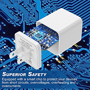 6Pack USB Wall Charger, iGENJUN 2.4A Phone Charger Dual USB Port Cube Power Plug Adapter Fast Wall Charger Block Compatible with iPhone 16/16 Pro/15/15 Pro, Samsung Galaxy, Pixel, LG, Android-White