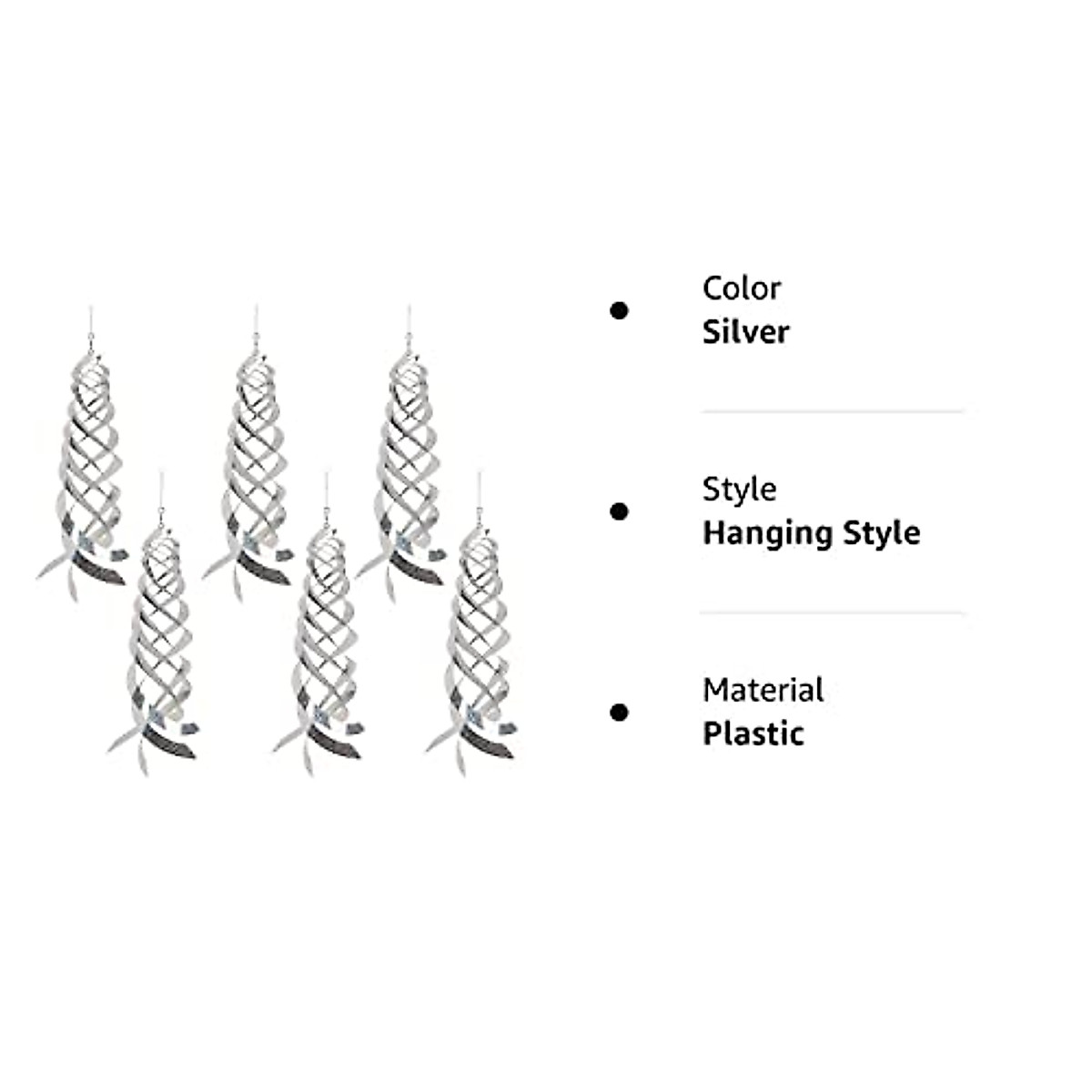 Hausse Bird Repellent Spiral Reflectors Silver Mylar Spinner, Hanging Reflective Bird Deterrent Device, Garden Decorative Scare Birds Away, Like Woodpeckers, Pigeons and Geese, 6 Pack