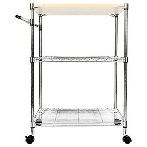 MENGK 3-Tier Rolling Kitchen Storage Trolley Cart - Steel Island Movable Utility Service with Drawer and Lower Basket