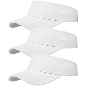 3 Pcs Sun Visor for Women Men Outdoor Sport Golf Tennis Softball, Adjustable Visors Hats 1600-3PC White