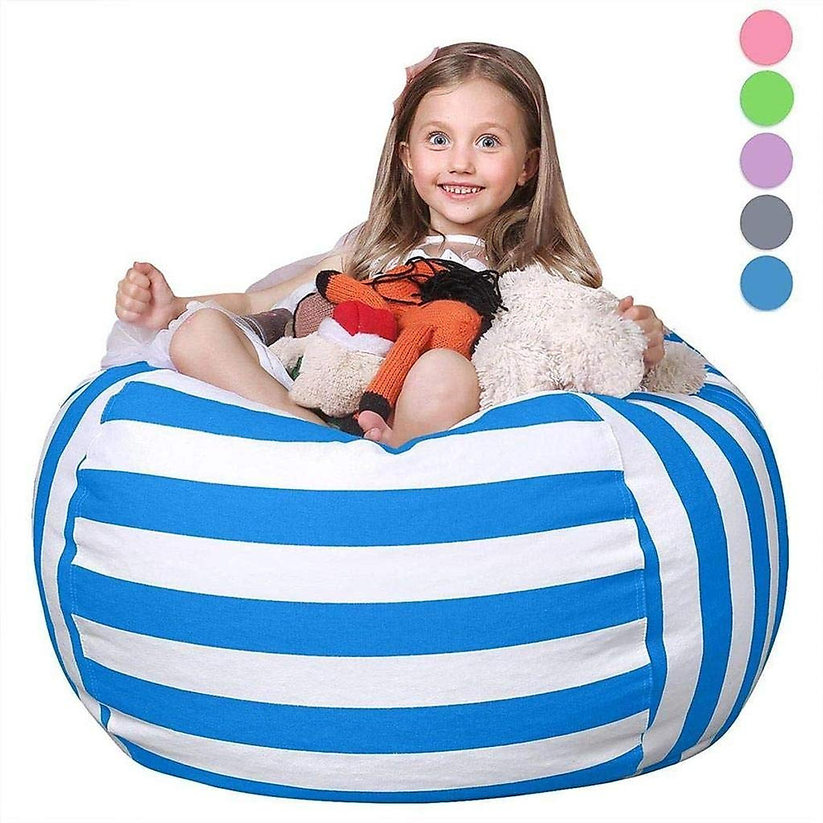 Stuffed Storage Bean Bag Chair Extra Large Beanbag Cover for and Adults Cover for Organizing Plush Stuff Sit Organization Memory Foam(Light blue)