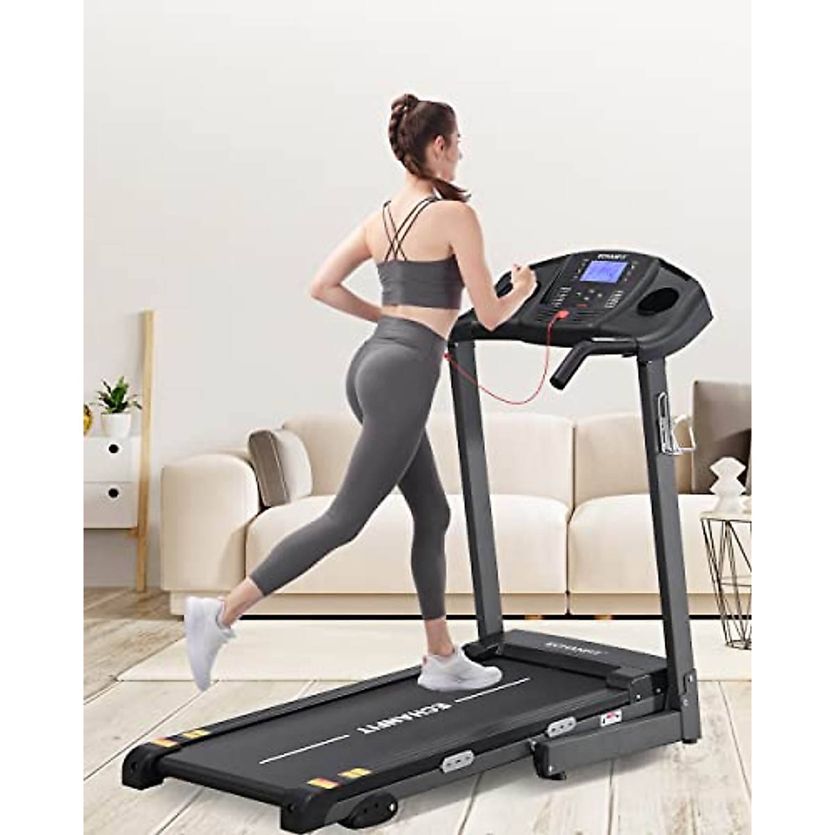 ECHANFIT Treadmill with Manual Incline and Bluetooth Speaker, 17.5" Wide Max 8.5 MPH Speed and 15 Preset Programs, 2.5 HP Folding Running Machine Treadmill for Home Gym Exercise Fitness