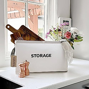 Goodpick Large Storage Bins Rectangle Fabric Basket for Clothing, Toy Storage Basket for Nursery, Organizer Baskets for Shelves, Beige, 2-Pack, 16.9 x 11.0 x 9.8 inches