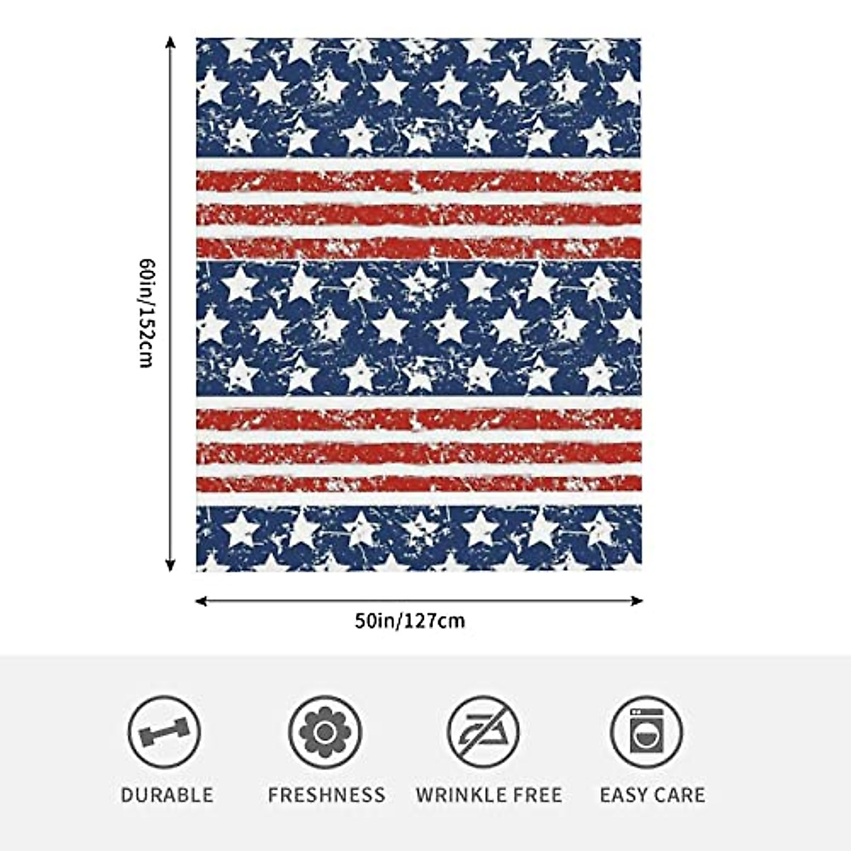 Independence Day Blanket 4th of July USA Flag Day Theme Blanket Super Soft Throw Blankets Red and White Stripes Stars Lightweight Cozy Warm Flannel Fleece Blankets for Sofa Bed Couch 50"x60"