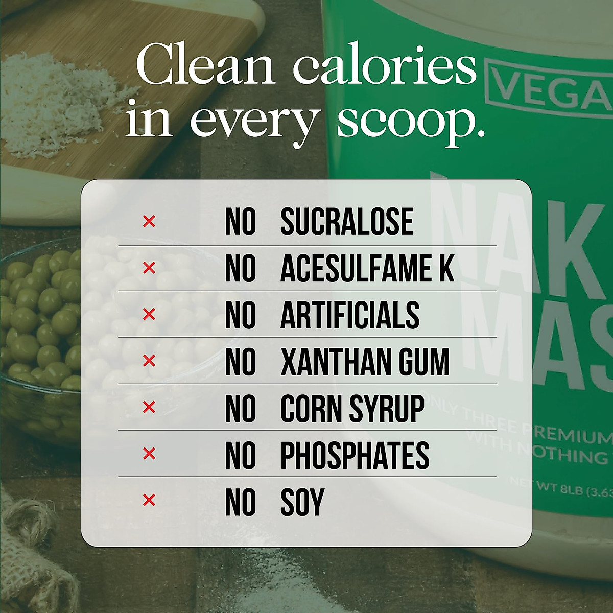 Naked Mass - Vanilla Vegan Weight Gainer - 8Lb Bulk, GMO Free, Gluten Free, Soy Free & Dairy Free. No Artificial Ingredients - 1,230 Calories - 11 Servings