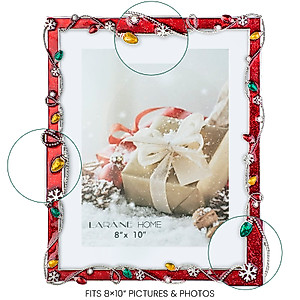 LARAINE Picture Photo Frame 8x10 Metal 2023 Christmas High Definition Glass Display Pictures for Tabletop Home Decorative Holiday Gift (Red,8x10)