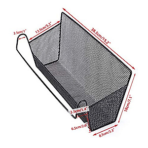 BTSKY Bedside Storage Basket, Dorm Room Bed Storage Basket Metal Mesh Desktop Corner Shelves Hanging Organizer Rack Shelf Bedside for Book Phones Drinks Tissues Office Home with Hook Black