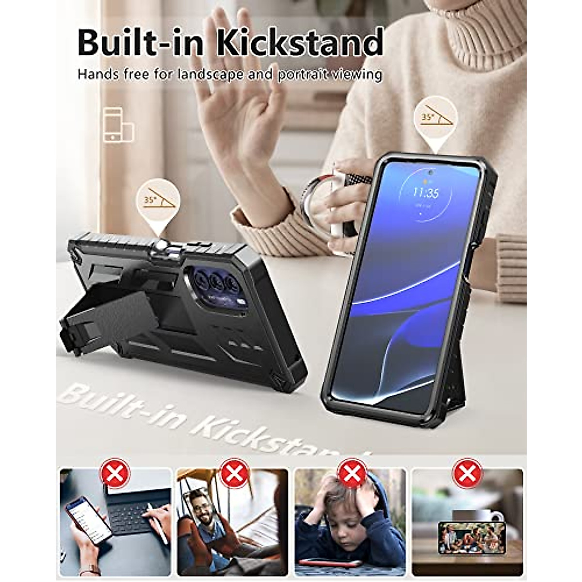 SOiOS for Moto G-Stylus 5G 2022 Case: Shockproof Rugged Protection Cover with Kickstand | Matte Textured Drop Proof TPU | Military Grade Protective Phone Case for Motorola G Stylus 5G 2022(NOT 4G)