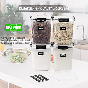 CASA LINGO Airtight Food Storage Containers with Lids, 5.3L Large Pantry Organization and Storage for Bulk Food Dry Food Cereal, Set of 4 Plastic Food Storage Containers