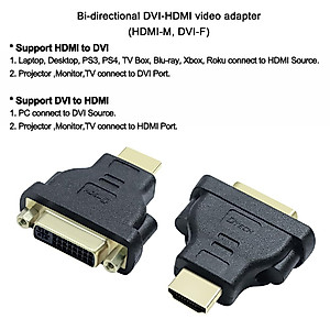 DTech DVI Female to HDMI Male Adapter Bi-Directional DVI-I 24+5 Port Converter