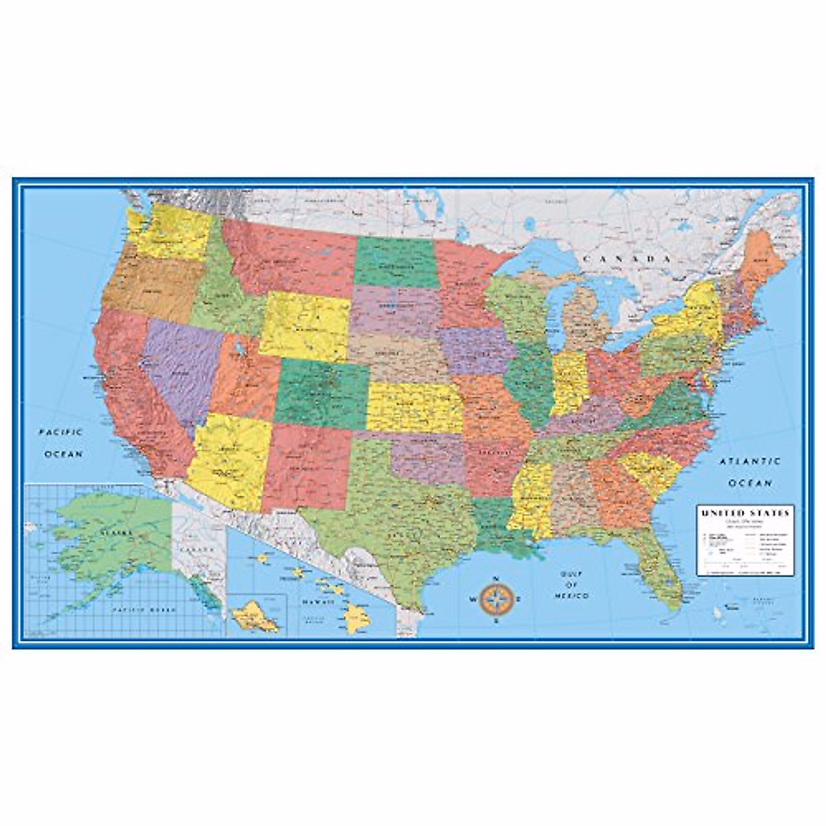 24x36 United States, USA Classic Elite Wall Map Mural Poster (Paper Folded)