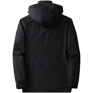 Kugnala Mens Lightweight Rain Jacket Waterproof Rain Coat Hooded Windproof Windbreaker Jackets for Men Hiking Cycling Black XL