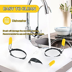 EuroBird Egg Rings for Frying Eggs, 3", 4" NonStick Egg Cooker Ring Molds, Stainless Steel Crumpet Ring Mold for English Muffins Pancake Breakfast Sandwich Burger Cooking Griddle