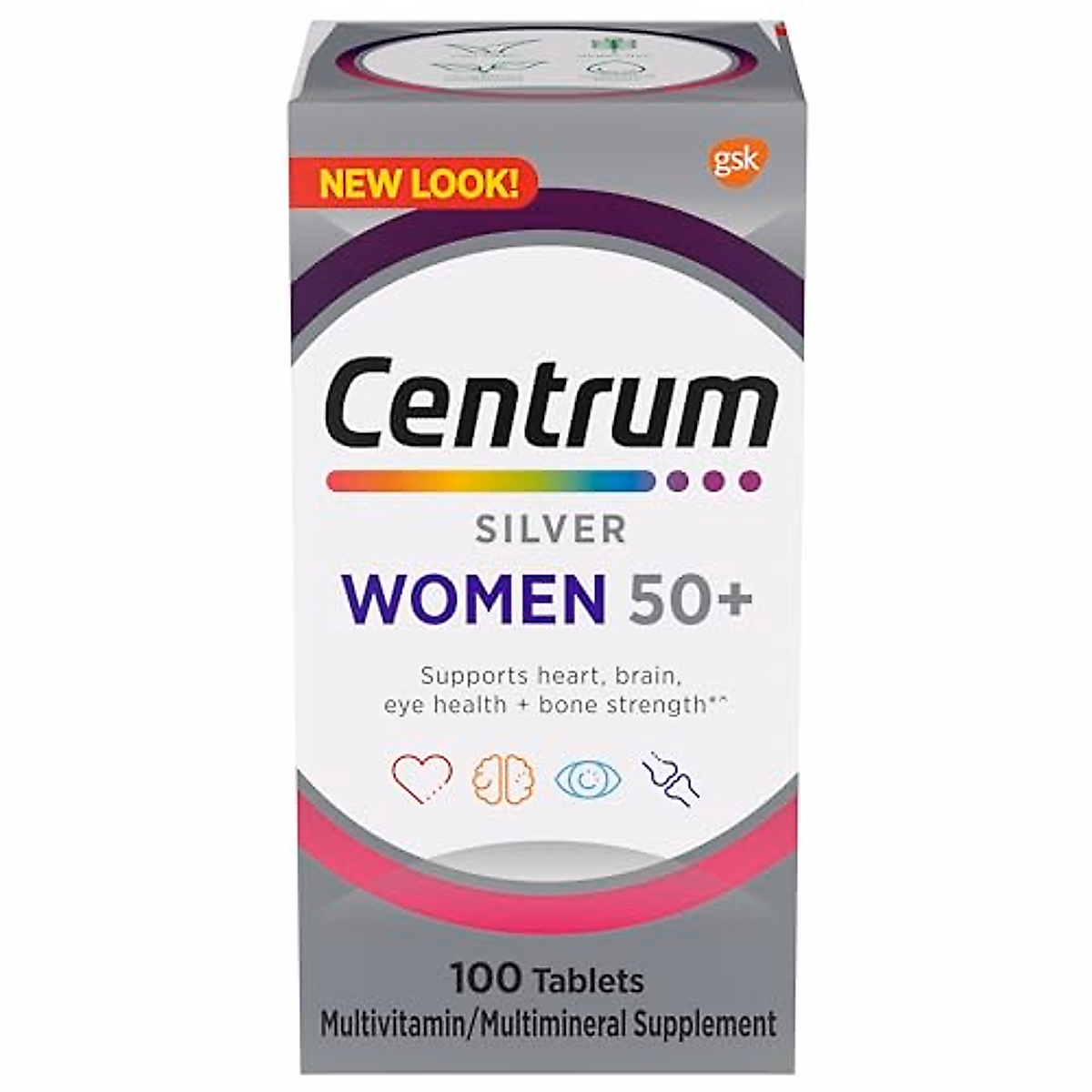Centrum Silver Women's Multivitamin for Women 50 Plus, Multivitamin/Multimineral Supplement with Vitamin D3, B Vitamins, Non-GMO Ingredients, Supports Memory and Cognition in Older Adults - 100 Ct