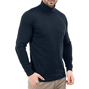 Utopia Wear Men's Turtleneck Slim Fit Lightweight Pullover Top, Large, Navy