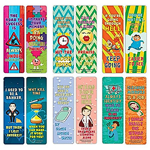 Creanoso Motivational One Liners Jokes Bookmarks Series 1 (30-Pack) – Six Assorted Quality Bookmarker Cards Set – Premium Gift Token Giveaways for Men, Women, Adults – Book Page Clip