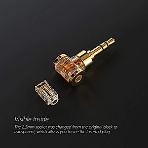 DD ddHiFi DJ44AG 2.5mm Balanced Female to 4.4mm Male Earphone Dongle with 24k Gold Plated Copper Plug, The Upgraded Gold Version of Audio Jack Adapter