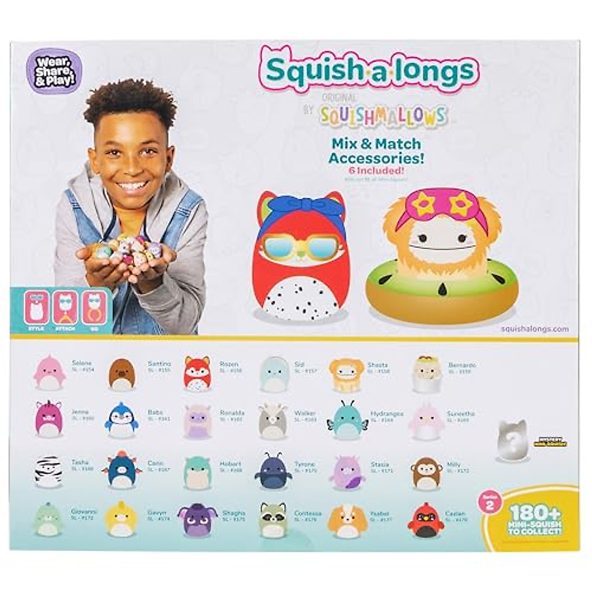 Squish-a-longs by Squishmallows 25 Pack - Series 2 - (25) 1” Mini-Squish, 5 Accessories, 1 Ring, & 1 Collector’s Guide - 2 Chase Figures - Collect, Trade, & Play