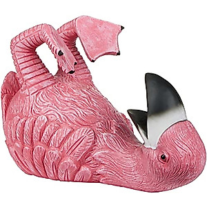 BRUBAKER Wine Bottle Holder Thirsty Flamingo - Polyresin Bottle Decoration - Pink Bird Decorative Figurine Hand Painted Bar Wine Accessory - Funny Wine Gift