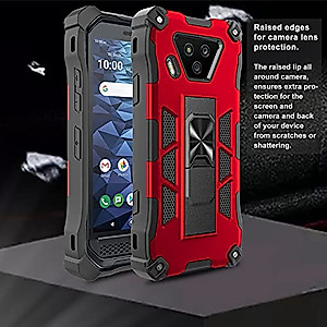 Ailiber Compatible with Kyocera DuraForce Ultra 5G, DuraForce UW E7110 Case with Screen Protector, for Magnetic Car Mount, Kickstand Holder, Durable Armor Full Body Cover for DuraForce Ultra 5G UW-Red